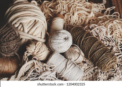 Needlework Macrame Knitting Yarn Thread Natural Stock Photo 1204002325 ...