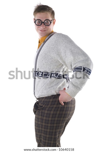 Nerdy Guy Tempting Pose Smiling Looking Stock Photo (Edit Now) 10640158