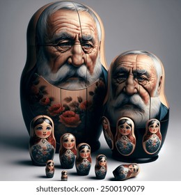 Sequence Nesting Dolls Depicting Same Person Gambar yang dibuat AI ...
