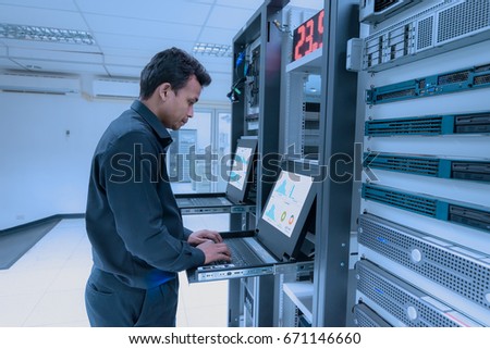 Network Administrator Working Data Center Room Stock Photo (Edit Now ...