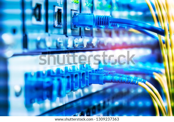 Network Cable Connecting On Network Core Stock Photo 1309237363 ...