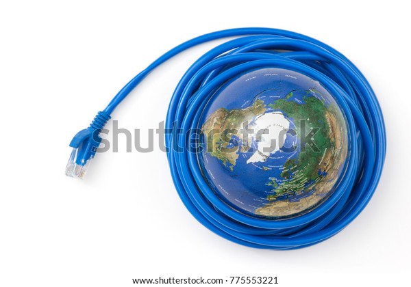Network Cable Wrapped Around Globe Isolated Stock Photo 775553221 ...
