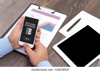 Network Database Icon Concept On Screen Stock Photo 518378929 ...