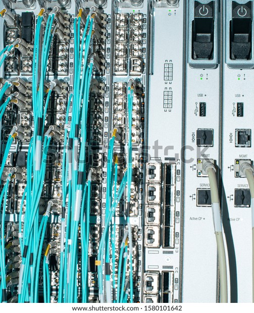 Network Switch Network Cable Fiber Optic Stock Photo 1580101642 ...