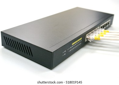 Network Switch Ethernet Cables Isolated Background Stock Photo ...