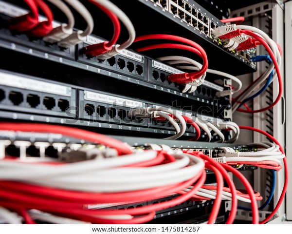 Network Switch Ethernet Cables Red White Stock Photo 1475814287 ...