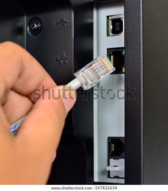 Networking Lan Multifunction Printer Port Connection Stock Photo ...