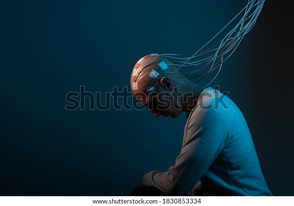 Neurointerface Brain Computer Communication Cyberpunk Concept Stock ...