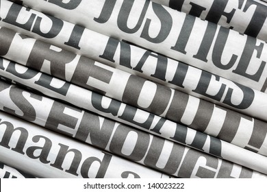 Newspaper Headlines Side On Stack Daily Stock Photo 140023222 ...