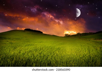 Day Night Collage Landscape Fence Near Stock Photo (Edit Now) 239627737