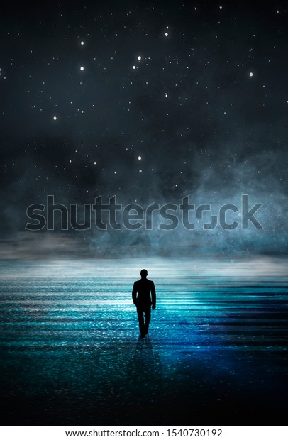 Night Landscape Reflection Rays Light Water Stock Photo 1540730192 ...