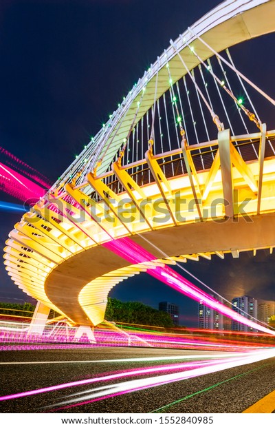 Night Through Car Track Elevated Pedestrian Stock Photo 1552840985 ...
