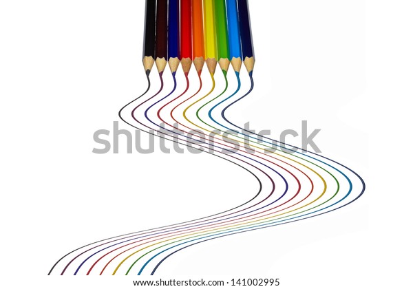 Nine Colored Crayons Standing Side By Stock Photo 141002995 | Shutterstock