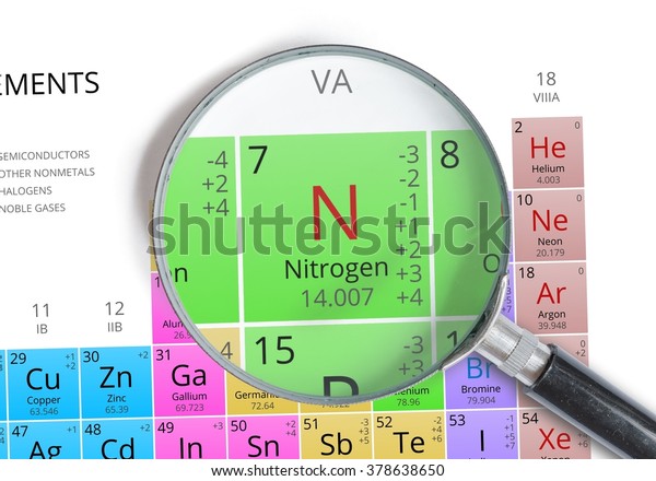 Nitrogen Element Mendeleev Periodic Table Magnified Stock Photo ...