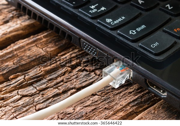 Notebook Connected Cable Internet Connection Stock Photo (Edit Now ...