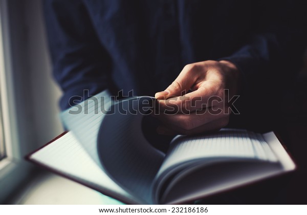 Notebook Hands Man Stock Photo (Edit Now) 232186186