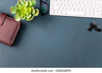 Notepad Compass Computer On Working Table Stock Photo 2200560095 ...
