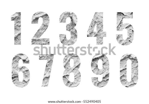 Numbers Gray Plaster Texture Set Isolated Stock Photo 552490405 ...