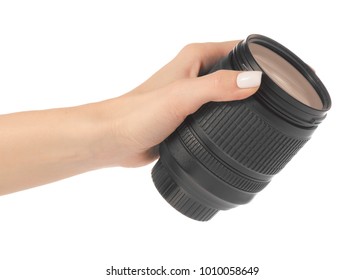 Objective Camera Hands On White Background Stock Photo 1010058649 ...