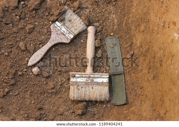 Objects Archaeologist Things Archaeologist Archaeological Brushes Stock ...