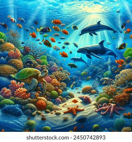 Unique Funky Art Ocean Background Ocean AI-generated image 2520581293 ...
