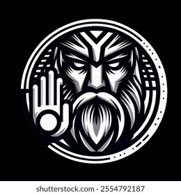 Odin Face Logo Powerful Authoritative Expression — изображение ...