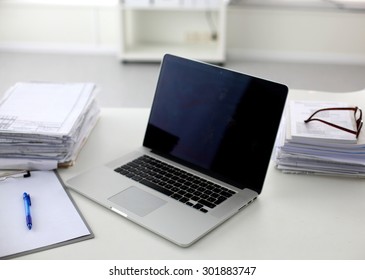 Office Desk Stack Computer Paper Reports Stock Photo 301883747 ...