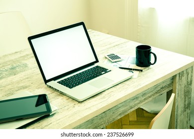 Office Setup Laptop Computer Tablet Pc Stock Photo 237526699 | Shutterstock