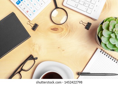 Office Table Note Paper Computer Keyboard Stock Photo 1452422798 ...