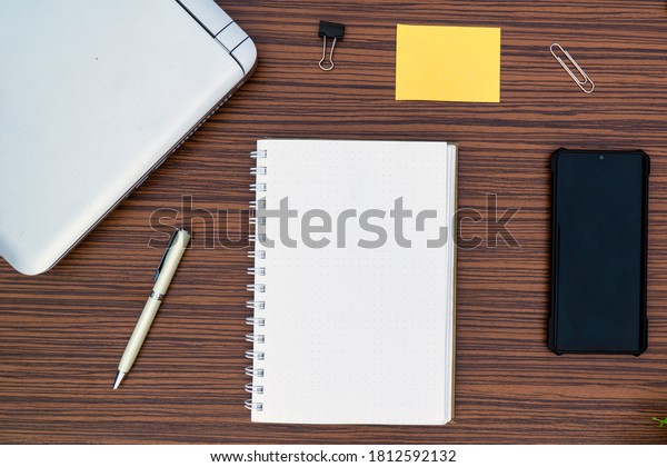 Office Table Working Enviroment Notepad Sticky Stock Photo 1812592132 ...