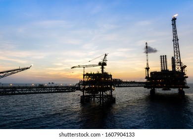 Offshore Production Platforms Complex Connected Bridges Stock Photo ...