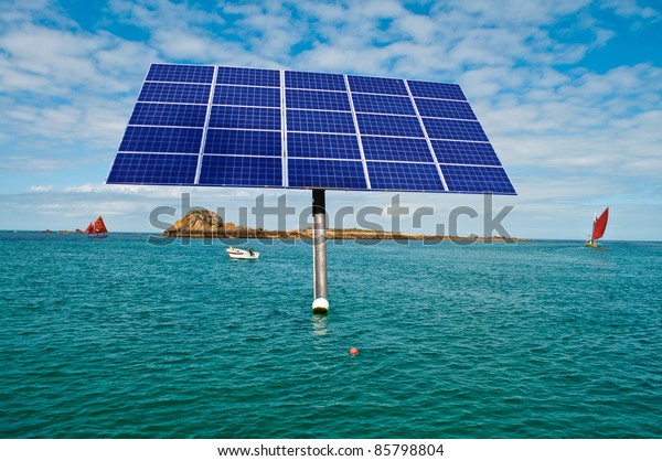 Offshore Solar Panel Ocean Stock Photo (Edit Now) 85798804