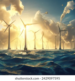 Offshore Wind Structure Ocean Windy Daylight AI-generated image ...