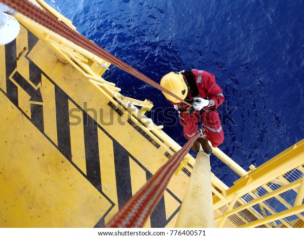 Offshore Worker Using Rope Access Piping Stock Photo (Edit Now) 776400571
