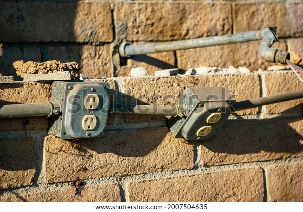 Old Aged Electrical Outlets On Exterior Stock Photo 2007504635 ...