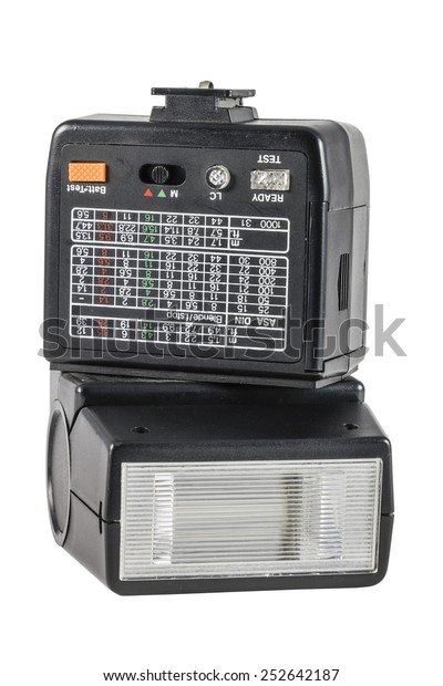 Old Black External Flash Camera Isolated Stock Photo 252642187 ...