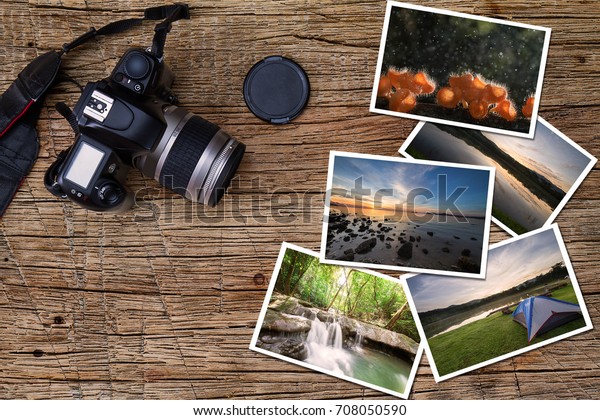 Old Camera Stack Photos On Vintage Foto de stock 708050590 | Shutterstock