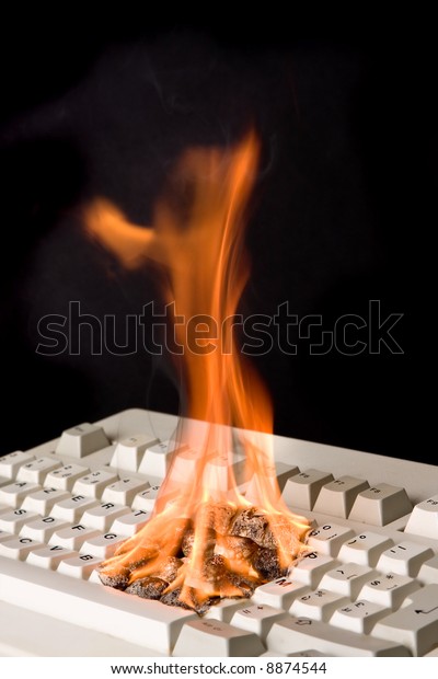 Old Computer Keyboard On Fire Due Stock Photo 8874544 | Shutterstock