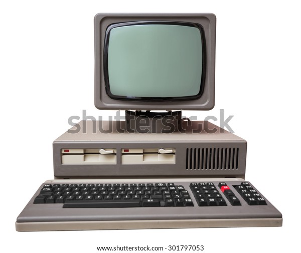 Old Gray Computer Isolated On White Stock Photo (Edit Now) 301797053