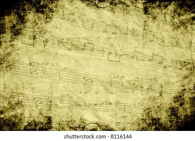 Music Notes On Old Paper Sheet Stock Illustration 79014757