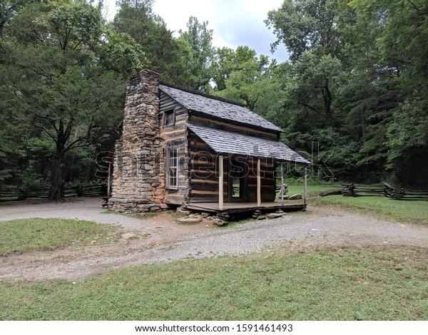 Old Rustic Log Cabin Primitive Stone Stock Photo 1591461493 | Shutterstock