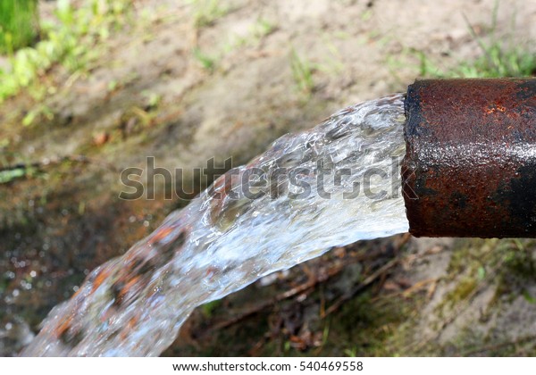 Old Rusty Pipe Closeup Which Flows Stock Photo (Edit Now) 540469558