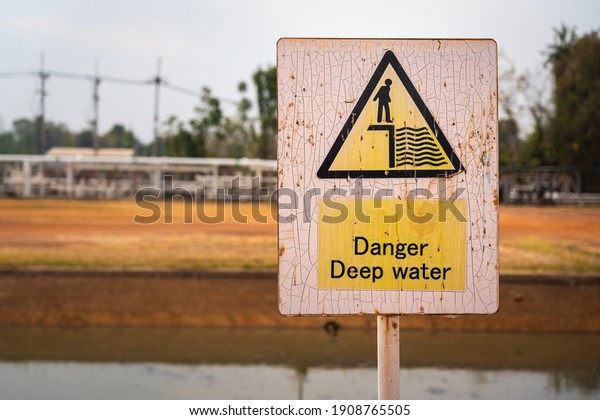 Old Safety Sign Caution Deep Water Stock Photo 1908765505 | Shutterstock