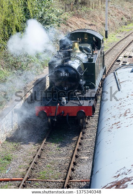 Old Steam Engine Backing On Tracks Stock Photo (Edit Now) 1375340348