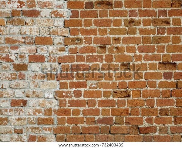 Old Whitewashed Red Brick Wall Worn Stock Photo (Edit Now) 732403435