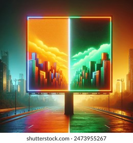 One Digital Billboard Screen Split Into AI-generated image 2473955673 ...