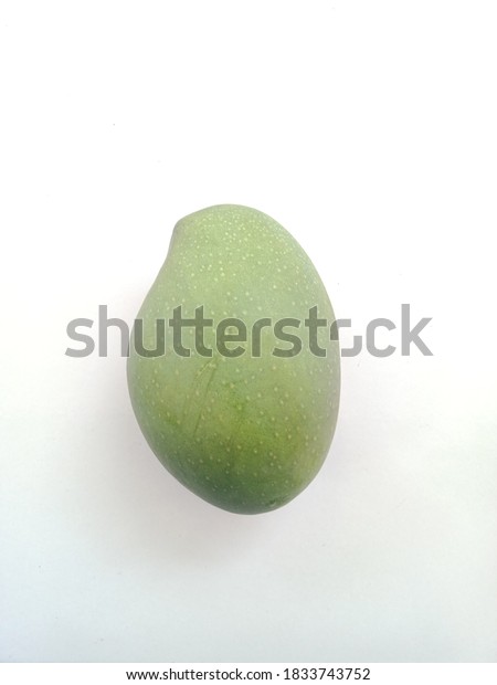 One Green Mango On Plain White Stock Photo 1833743752 | Shutterstock