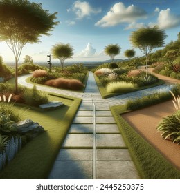 One Path Divided Into 4 Directions Gambar yang dibuat AI 2445282099 ...
