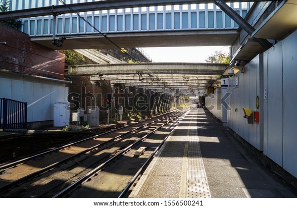 One Point Perspective Shadows Train Station Stock Photo 1556500241 ...
