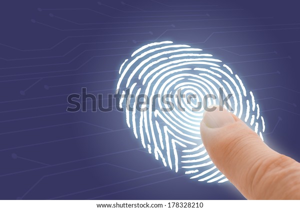 Стоковая фотография 178328210: Online Identification Security Finger ...